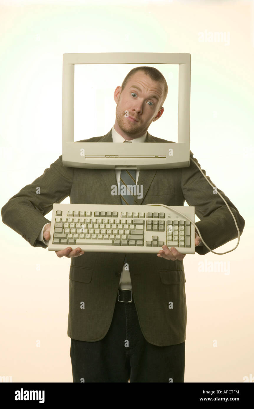 Man with computer parts Stock Photo - Alamy