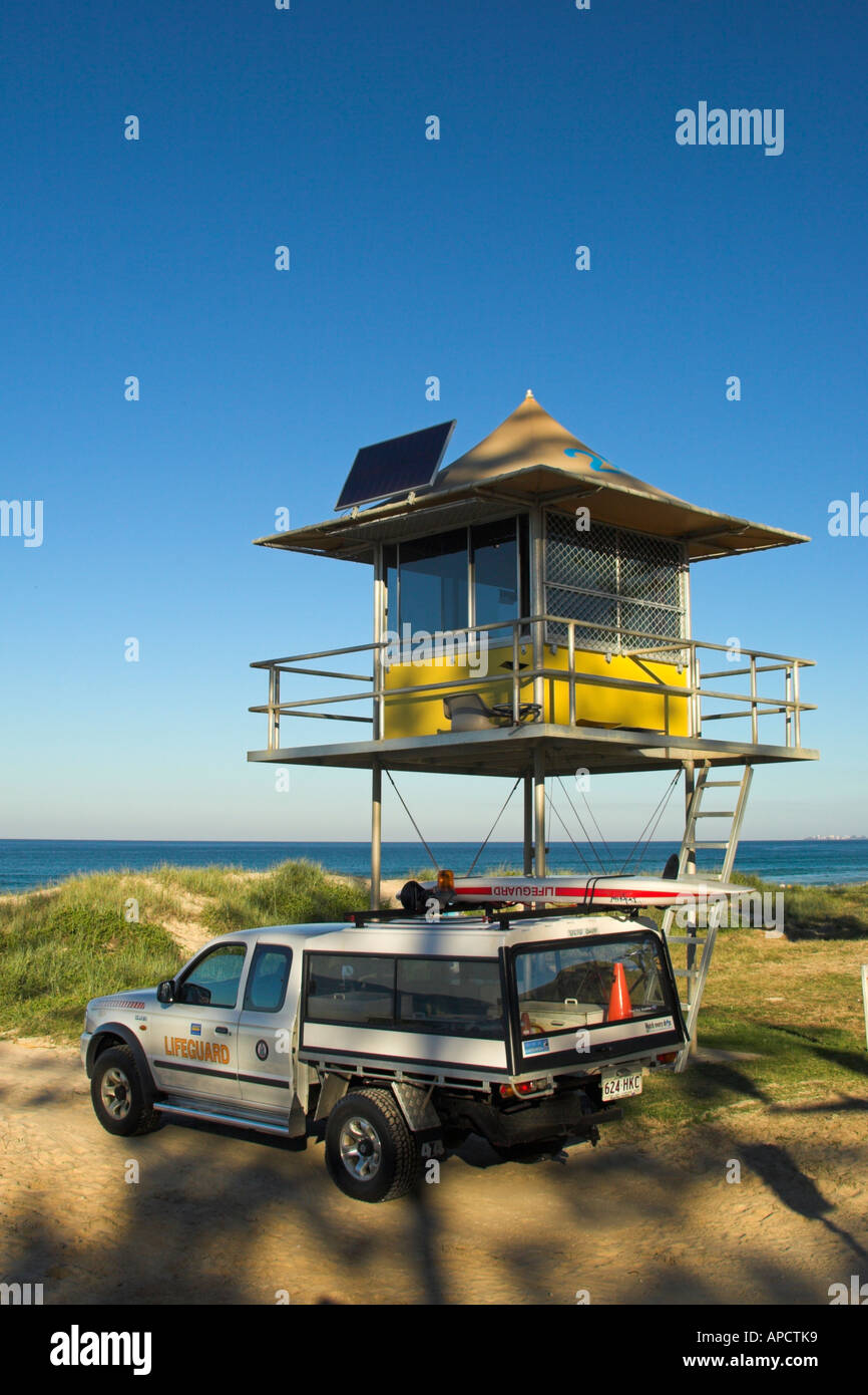 Surf Lifesaving observation tower on a patrolled beach Gold Coast ...
