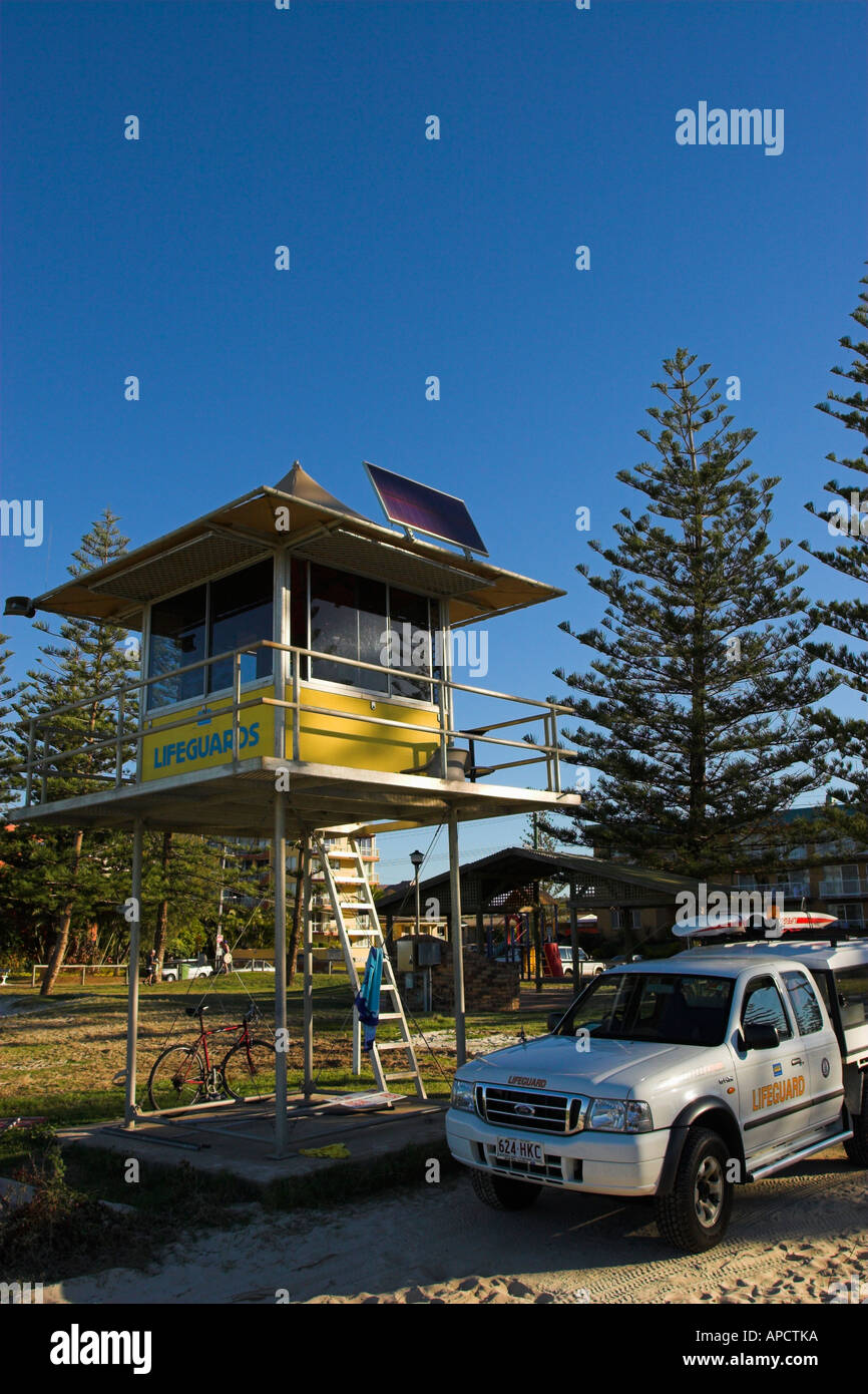 Surf Lifesaving observation tower on a patrolled beach Gold Coast ...