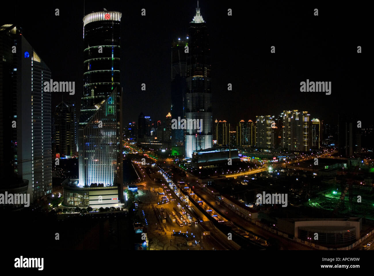 Night lights in downtown Shanghai Stock Photo - Alamy