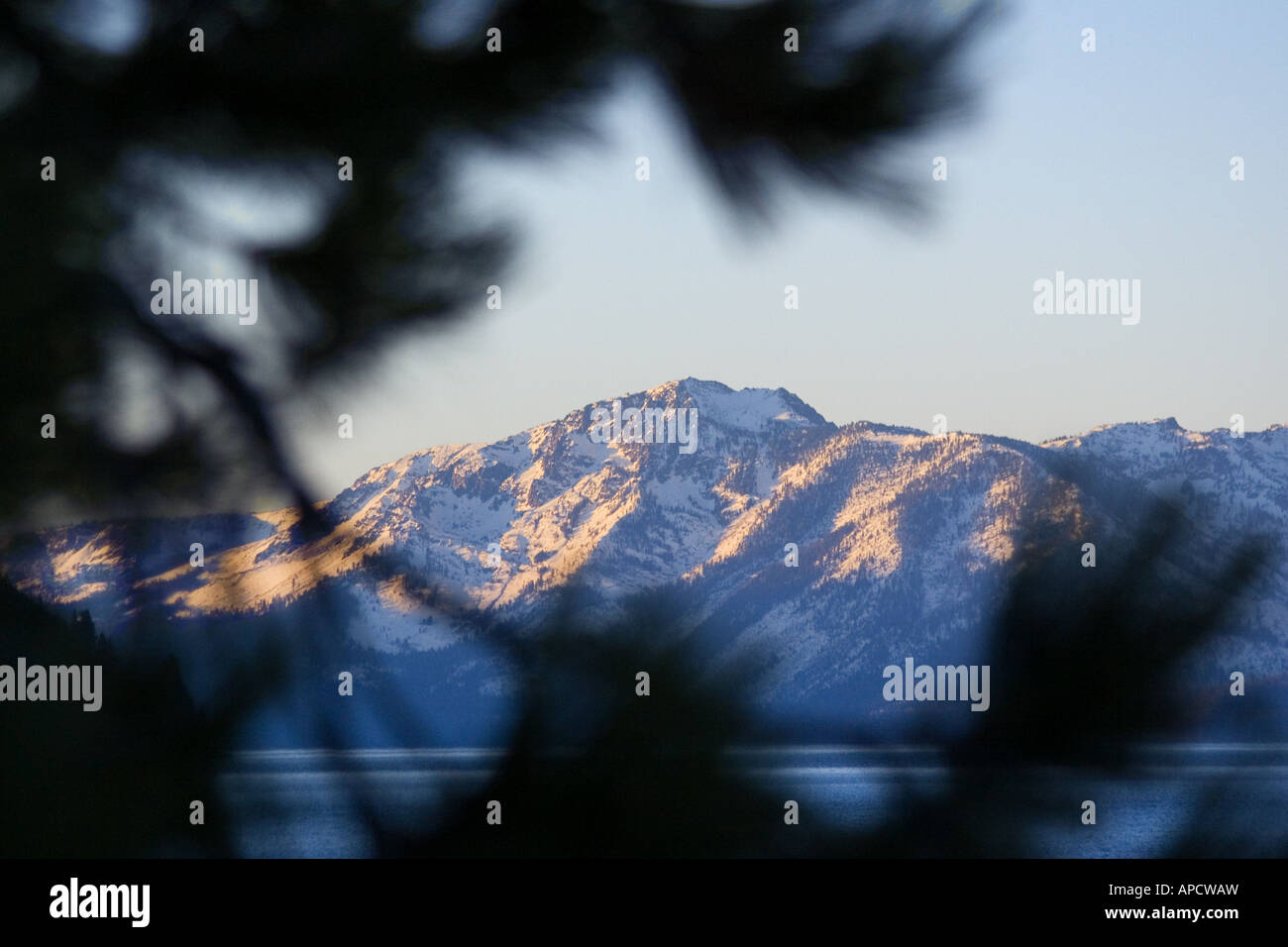 Mount Tallac from the east shore of Lake Tahoe on a sunny day in winter ...
