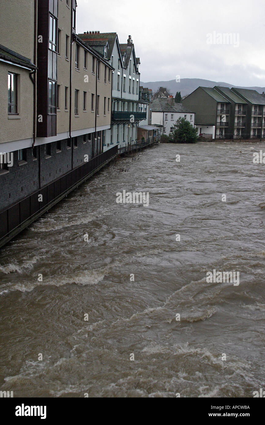 floodwater after a storm in keswick during the floods of 2005 Stock ...