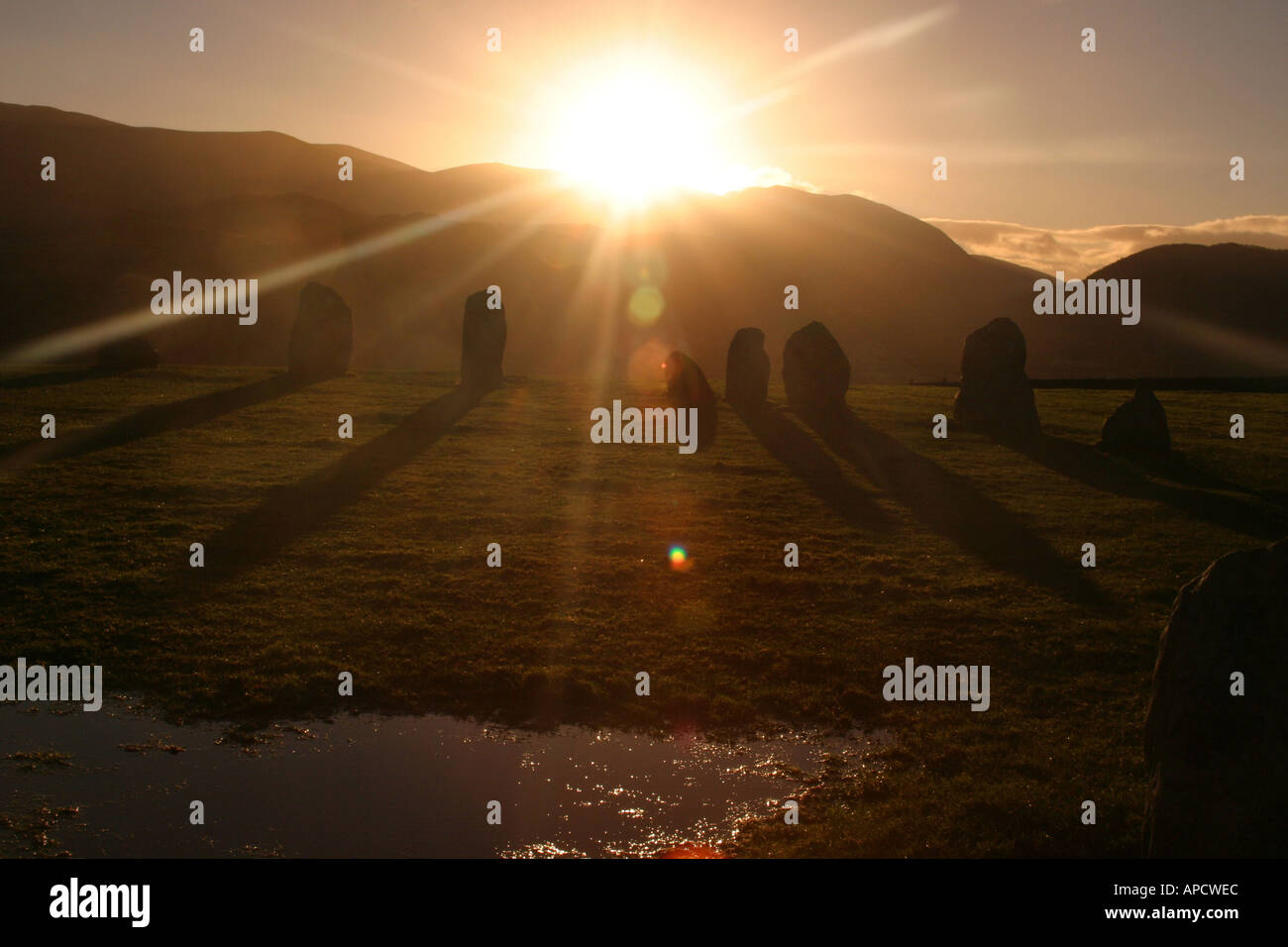 sunrise over castlerigg stone circle in the lake district Stock Photo ...