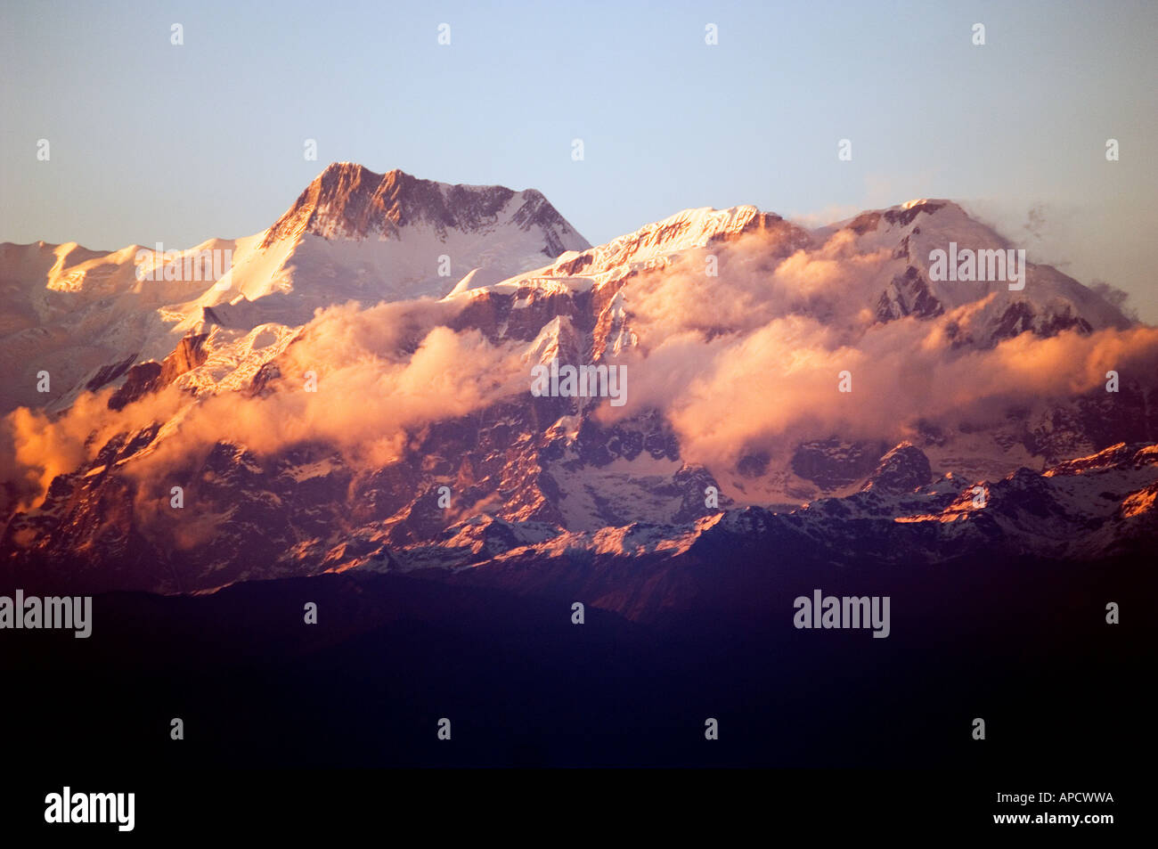 Himalaya Himalayan SUNSET Kathmandu valley seen of Bandipur landscape ...