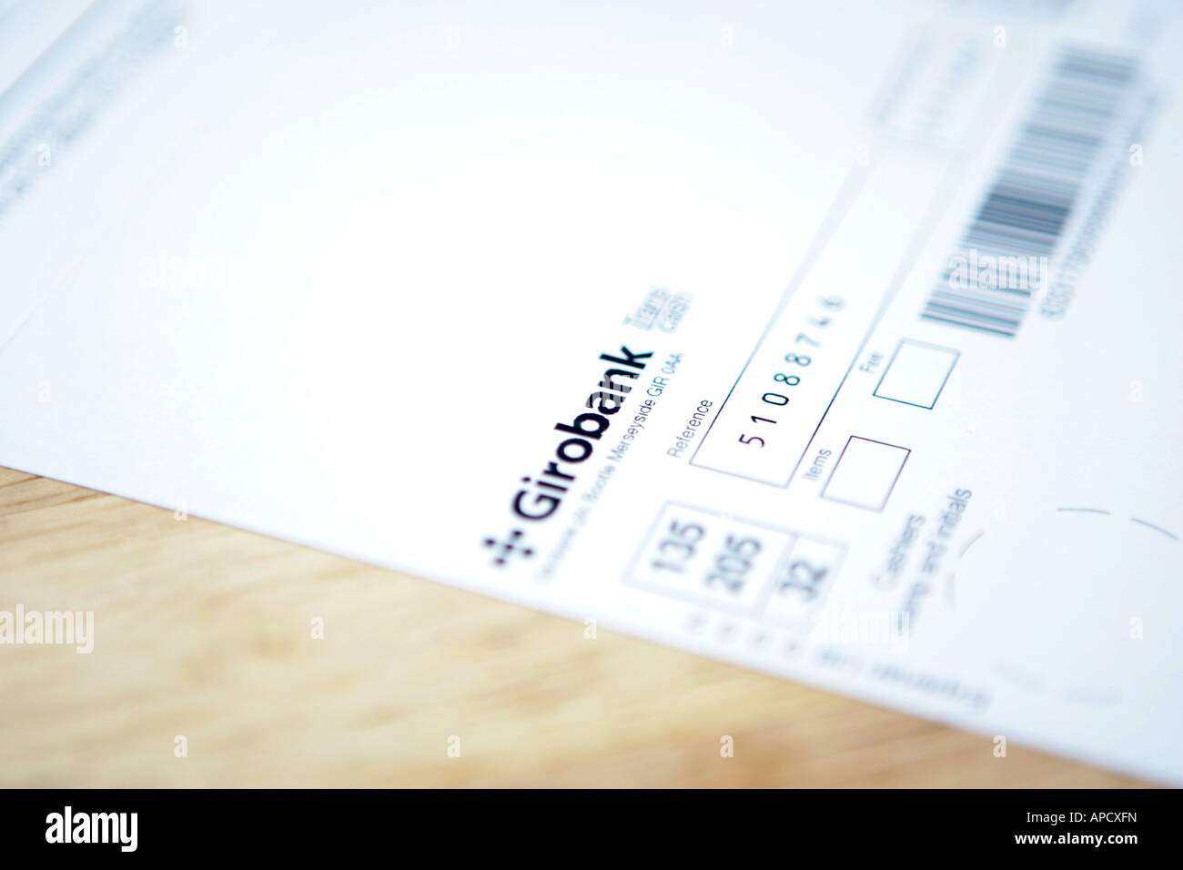 Girobank Paperwork Or Form Stock Photo - Alamy