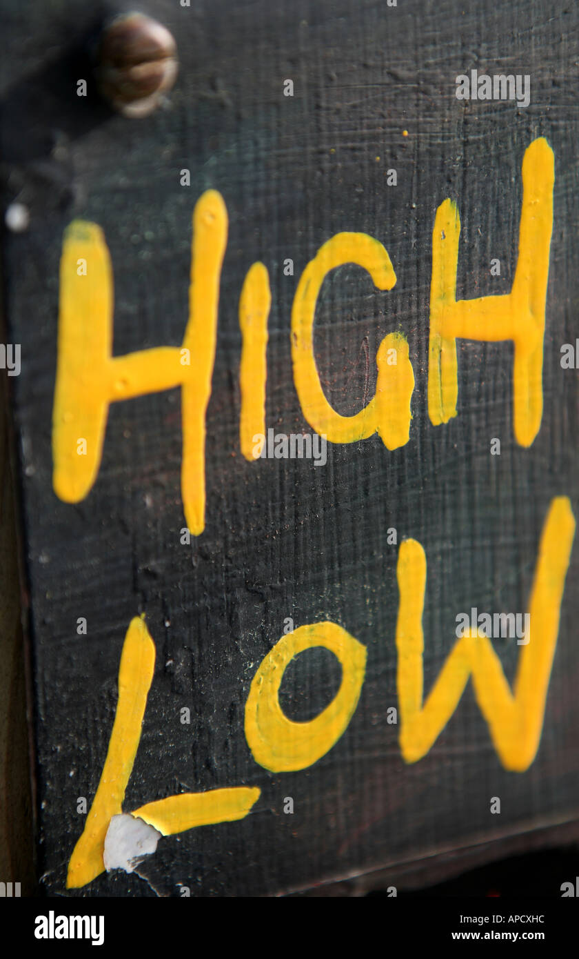 Hand painted tide sign Stock Photo - Alamy