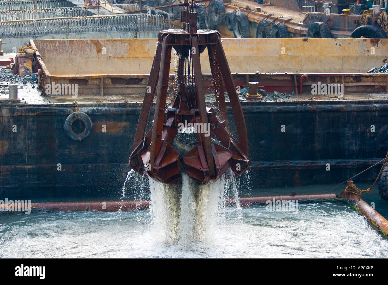 Claw Crane Working to Reclaim Land in Victoria Harbour Central Hong ...