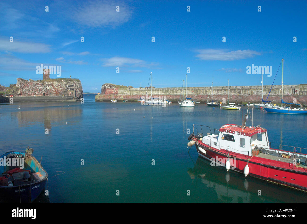 Dunbar Harbour with fishing boats East Lothian Stock Photo - Alamy