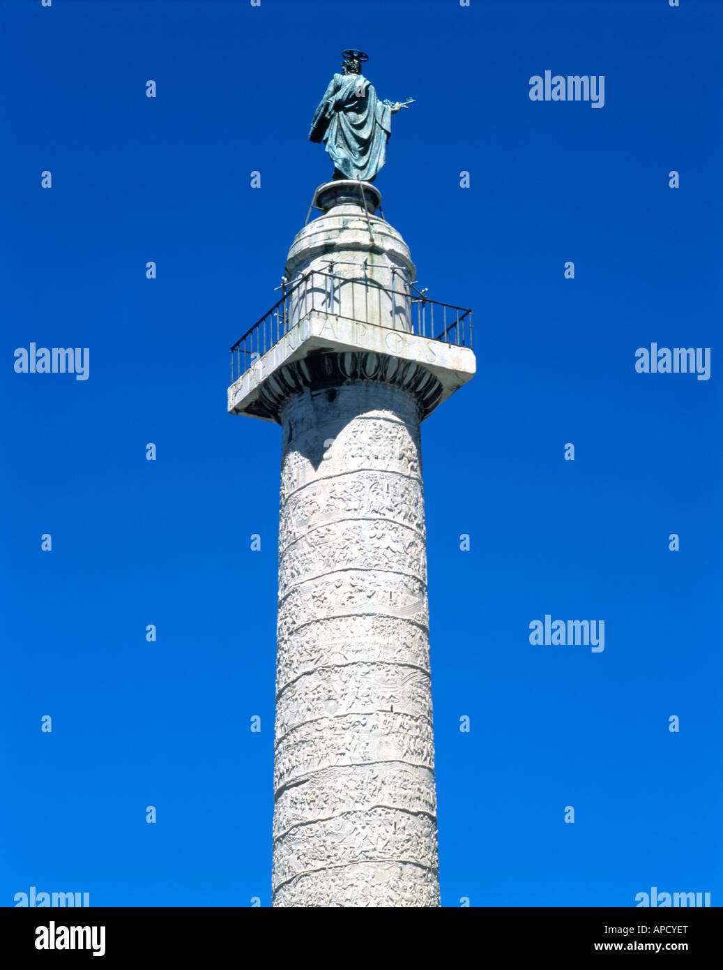 Trajan's Column with relief carvings on white Carrara marble and the ...