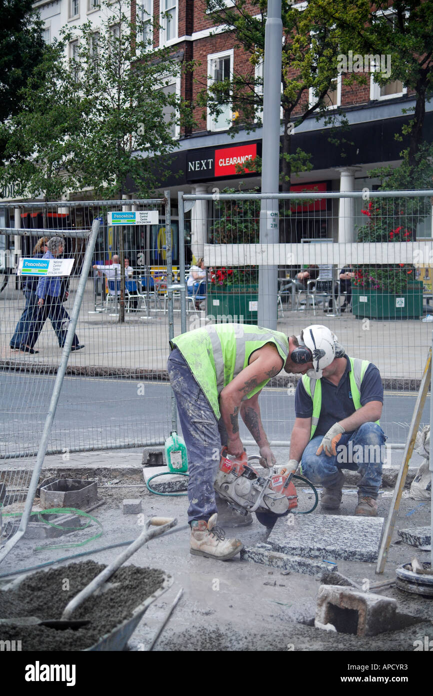 Paviers Cutting Stone Nottingham City Centre England UK United Kingdom ...