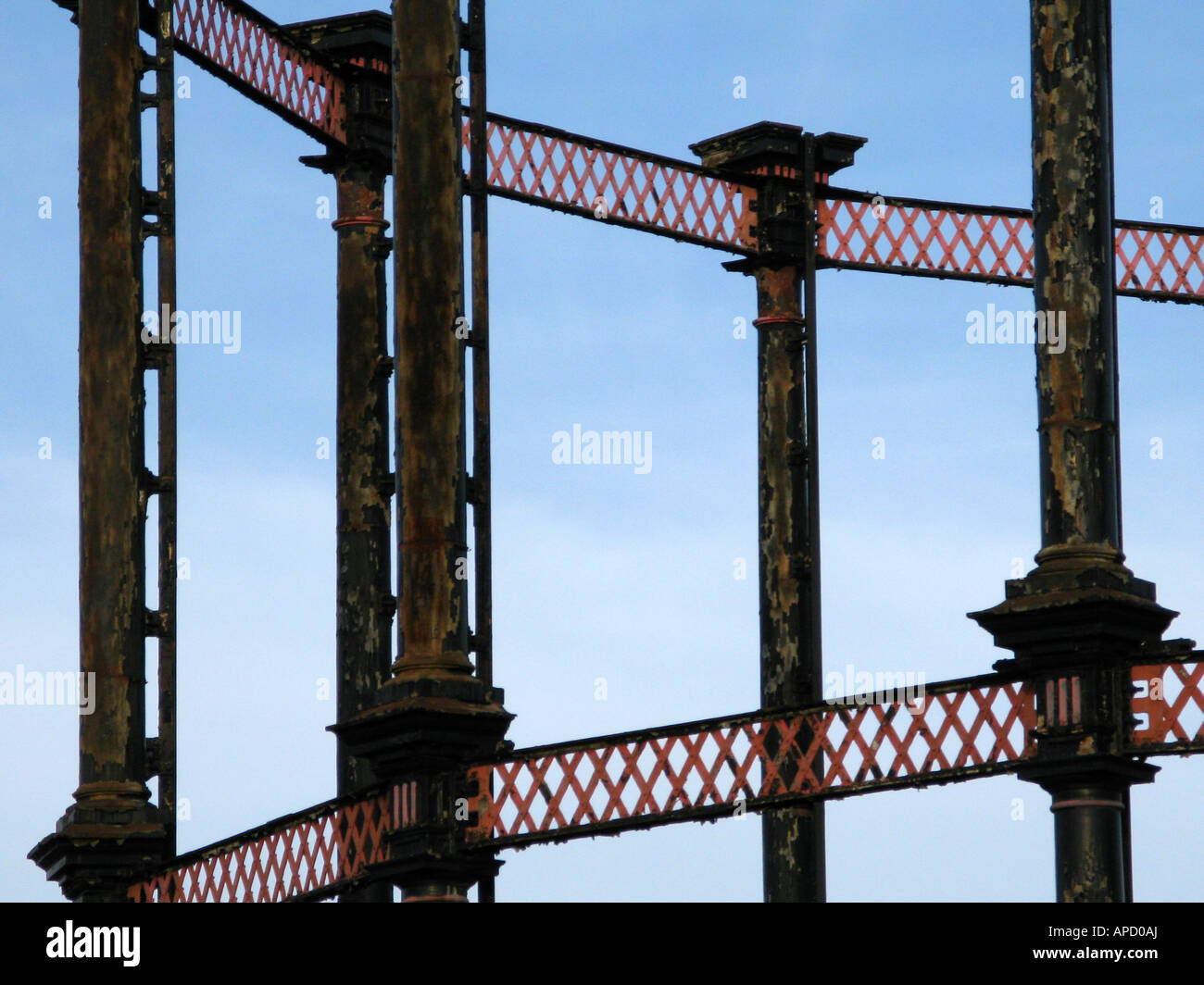 Old gasometer tower at Kings Cross London England Stock Photo - Alamy