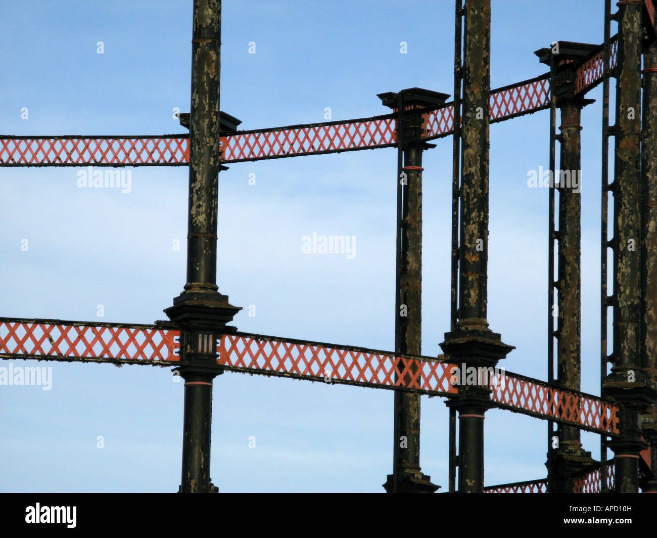 Old gasometer tower at Kings Cross London England Stock Photo - Alamy