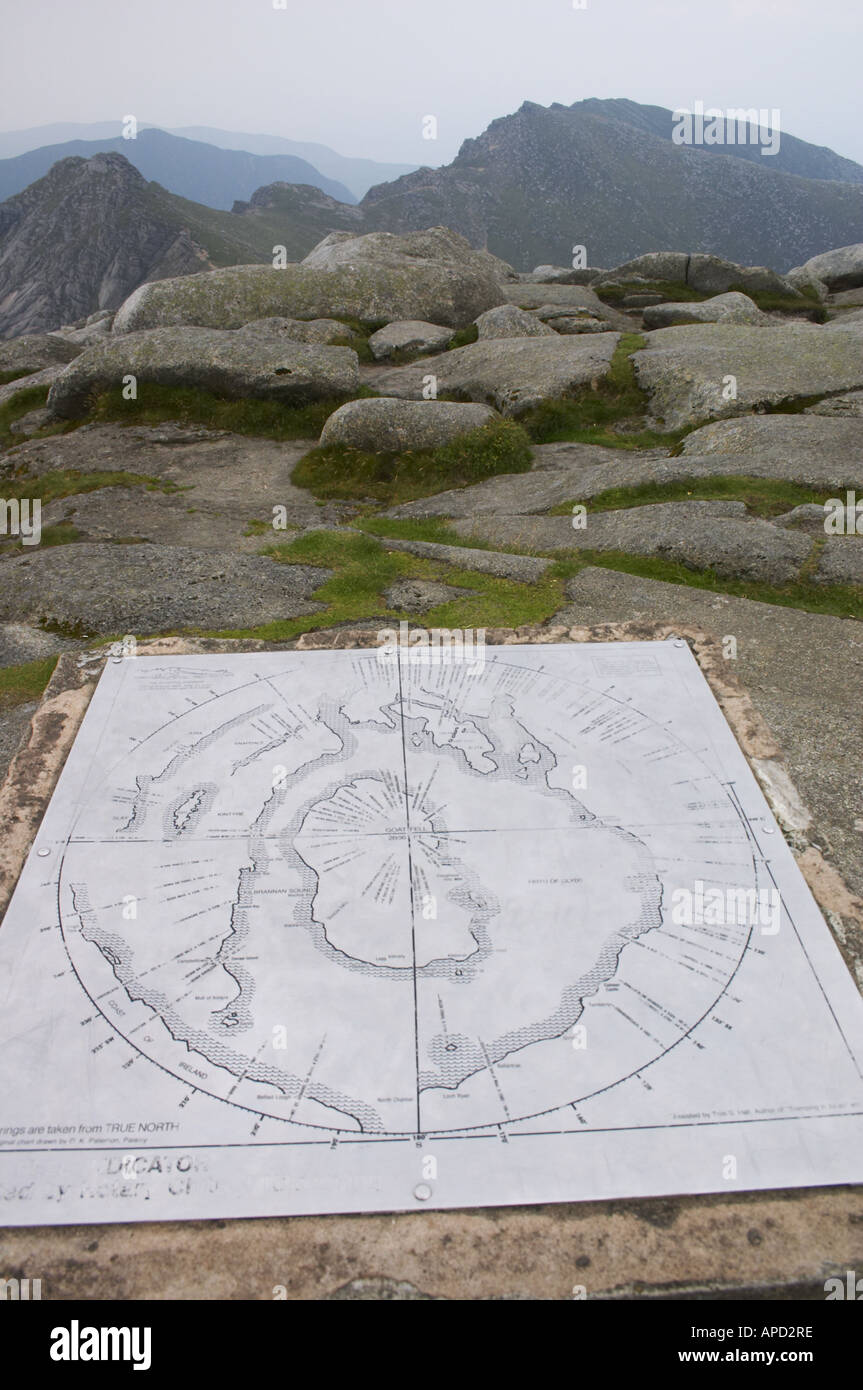 Viewpoint indicator Goatfell summit Isle of Arran Stock Photo - Alamy