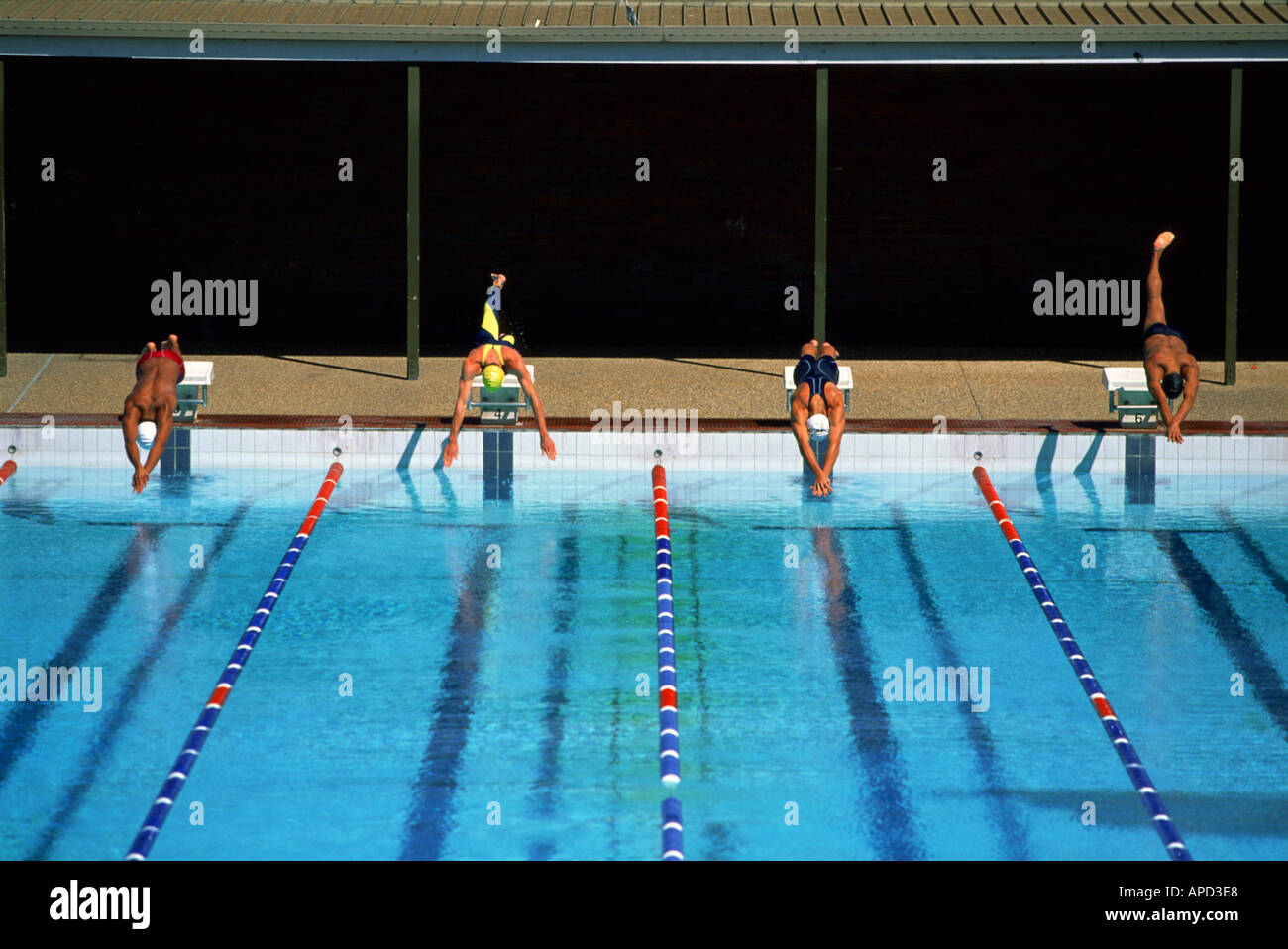 Starting block group swimming hi-res stock photography and images - Alamy