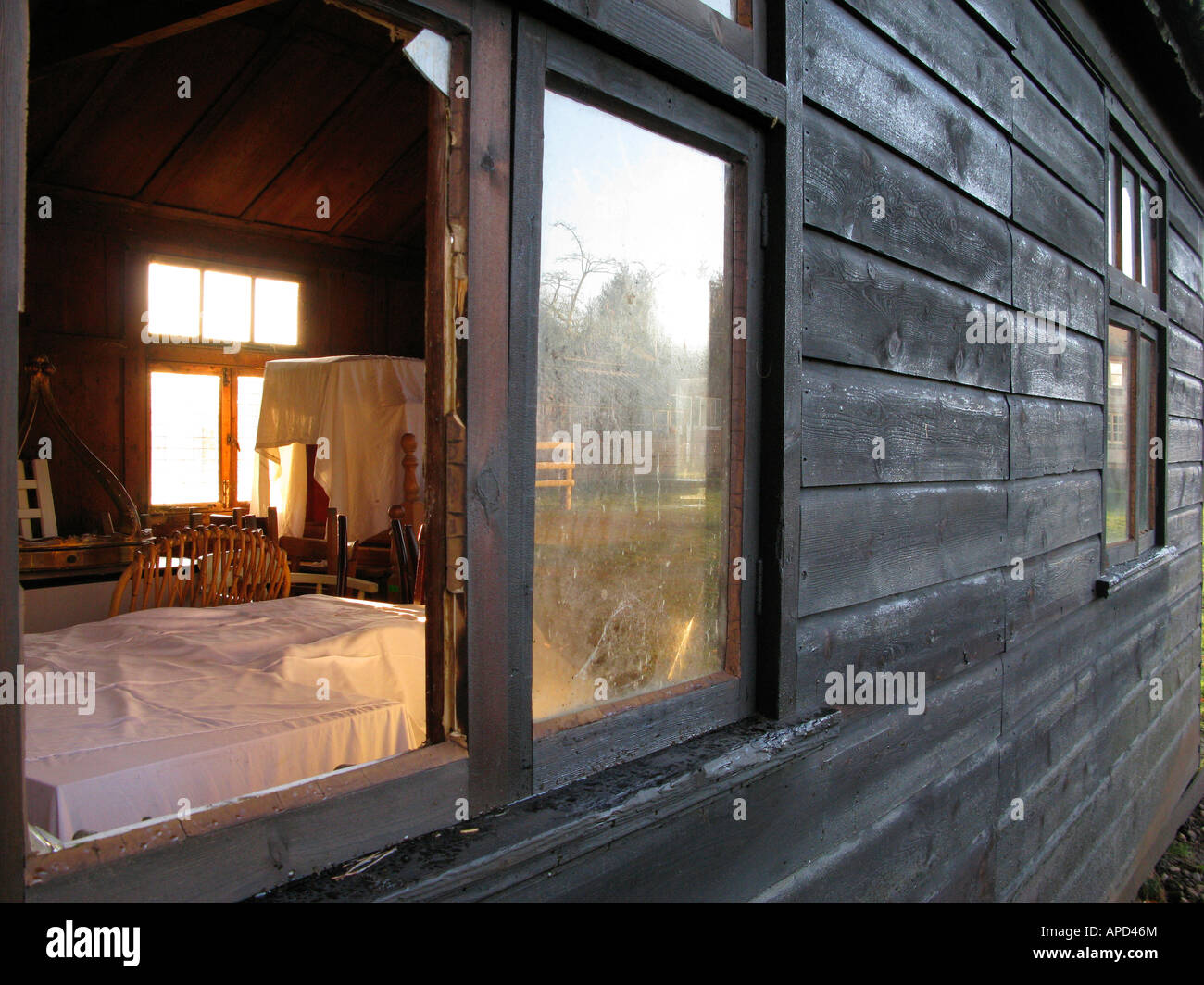 Looking through a window of a summer house Stock Photo - Alamy