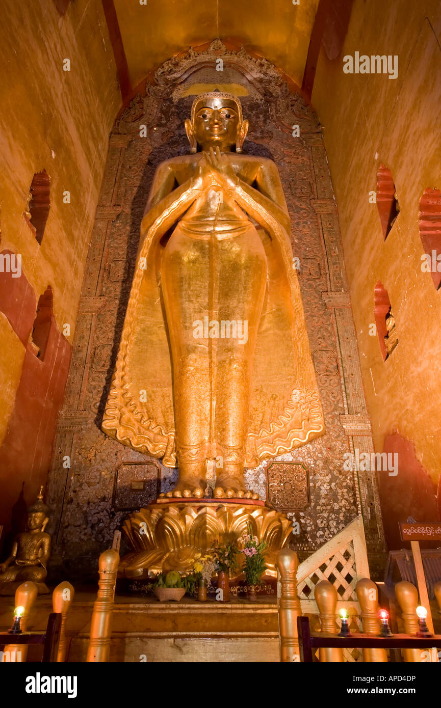 Interior of Ananda Buddhist Temple in Bagan Myanmar Burma featuring ...