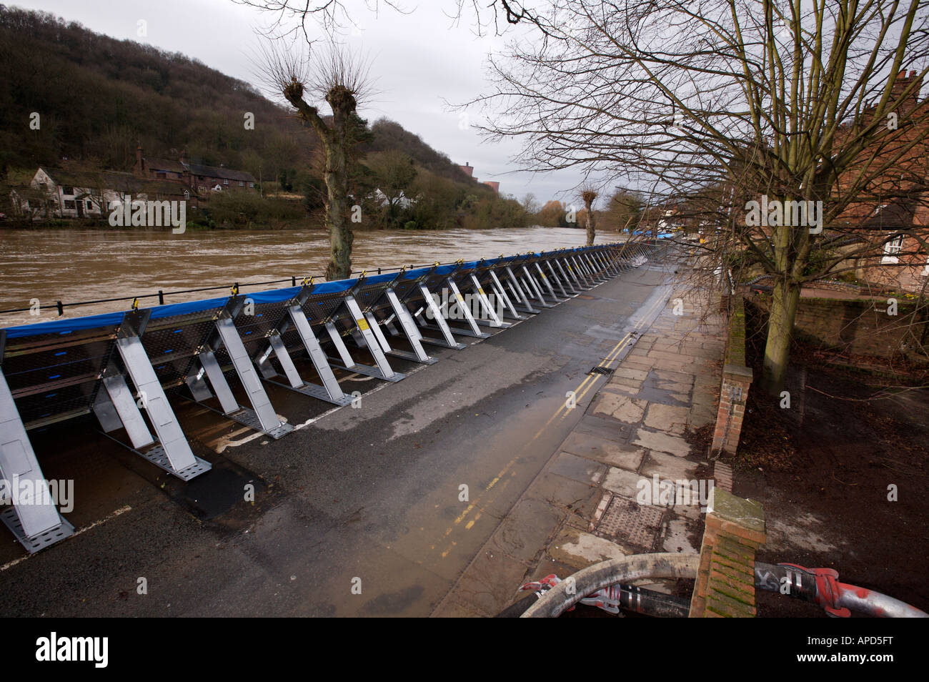Flood Barrier on the Warfage Ironbridge Shropshire West Midlands ...
