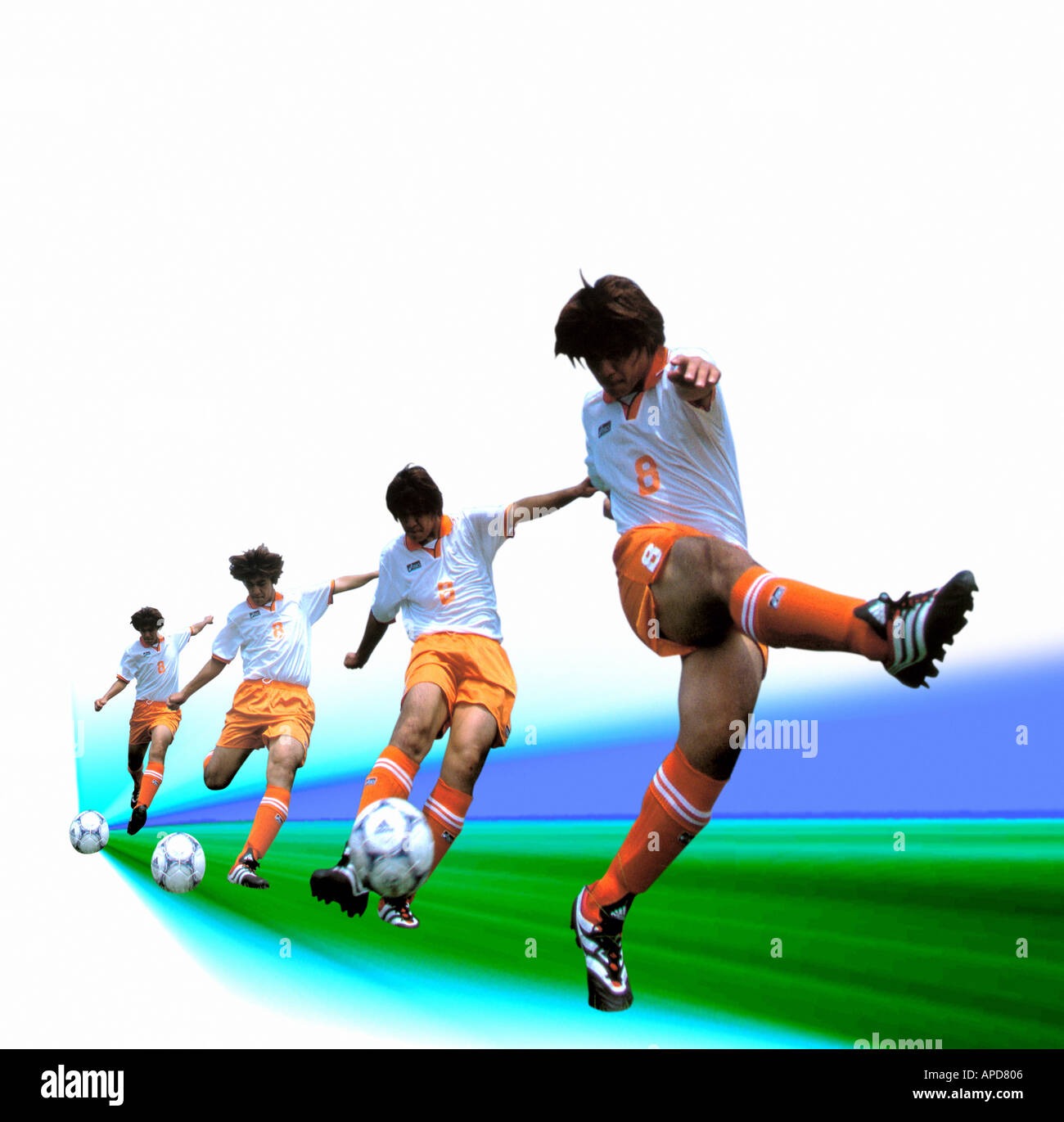 Kicking soccer ball sequence hi-res stock photography and images - Alamy