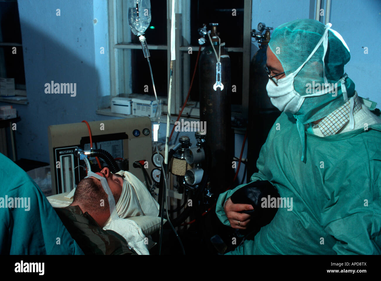 Surgery for a wounded Serb soldier in the Bosnian Serb Army's First ...