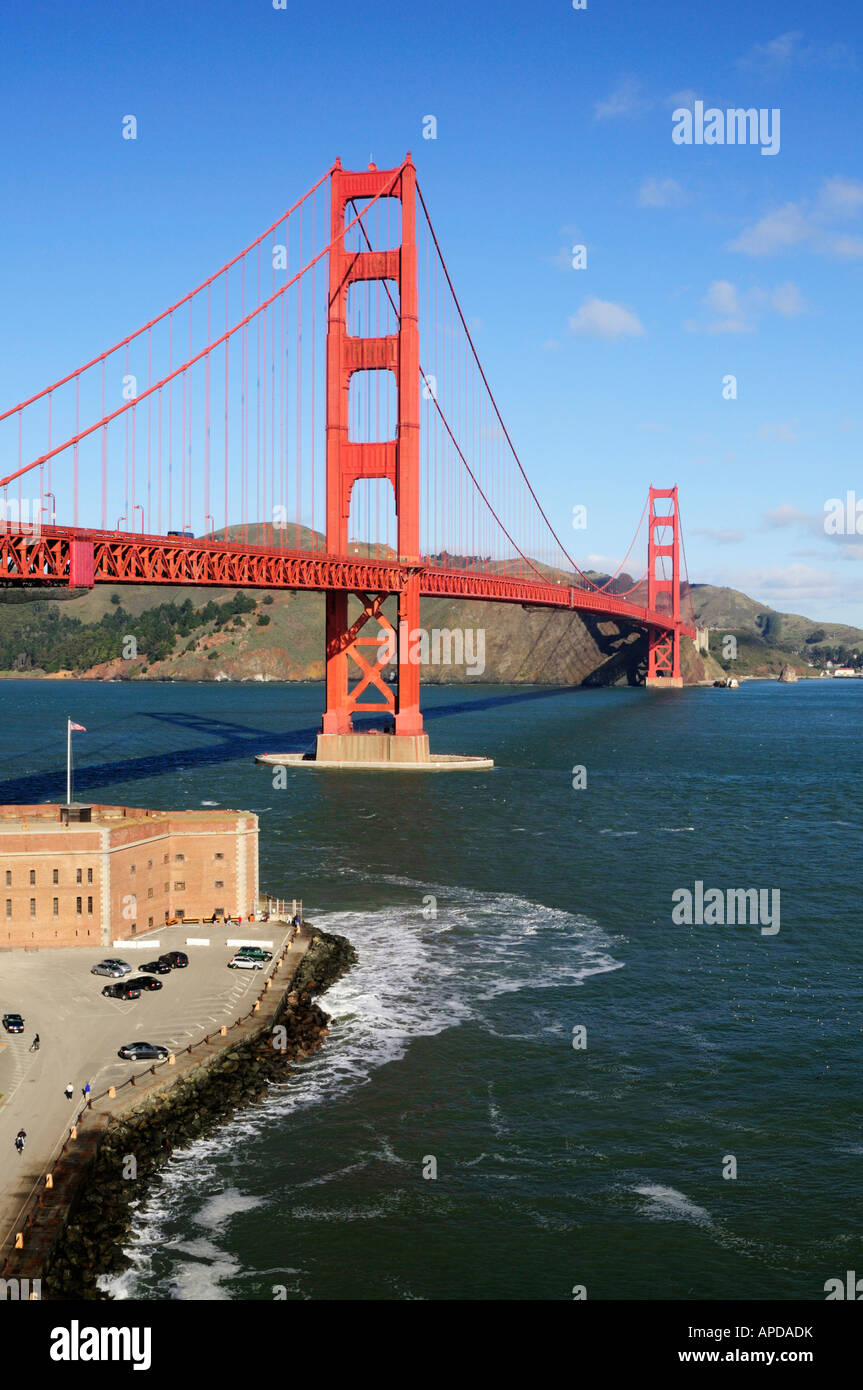 Golden Gate Bridge and Fort Point portrait vertical orientation Stock ...