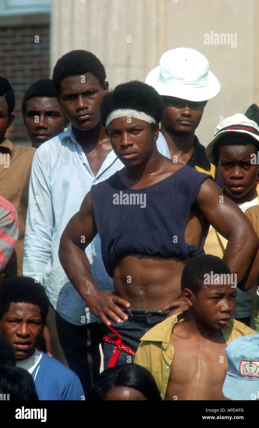 blacks watch Hosea Williams during a Civl rights march in the South ...
