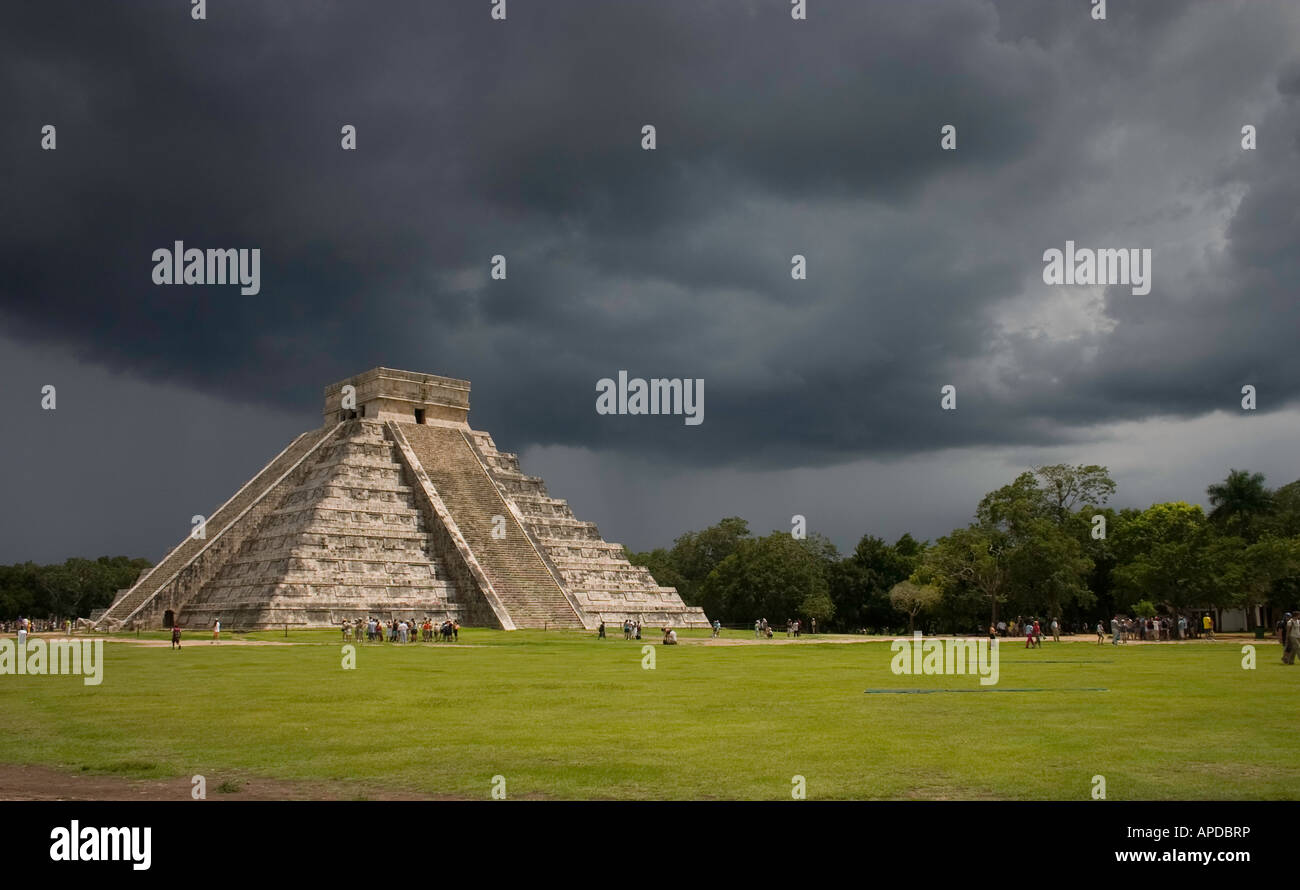 Kukulkan pyramid temple in the ancient Maya city of Chichen Itza in the ...