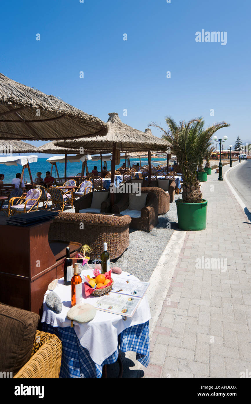 Seafront Taverna, Kato Gouves, North Coast, Crete, Greece Stock Photo ...