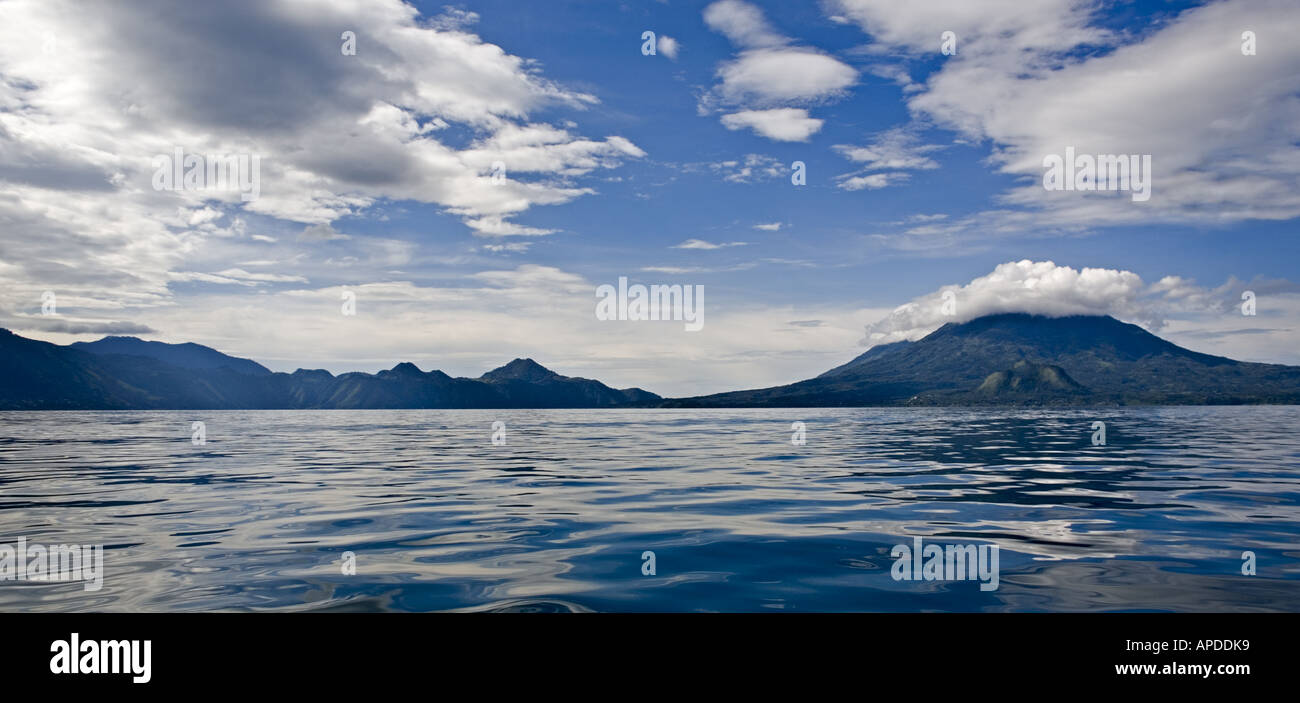 GUATEMALA LAKE ATITLAN Panoramic view of Volcano Toliman and Cerro de ...