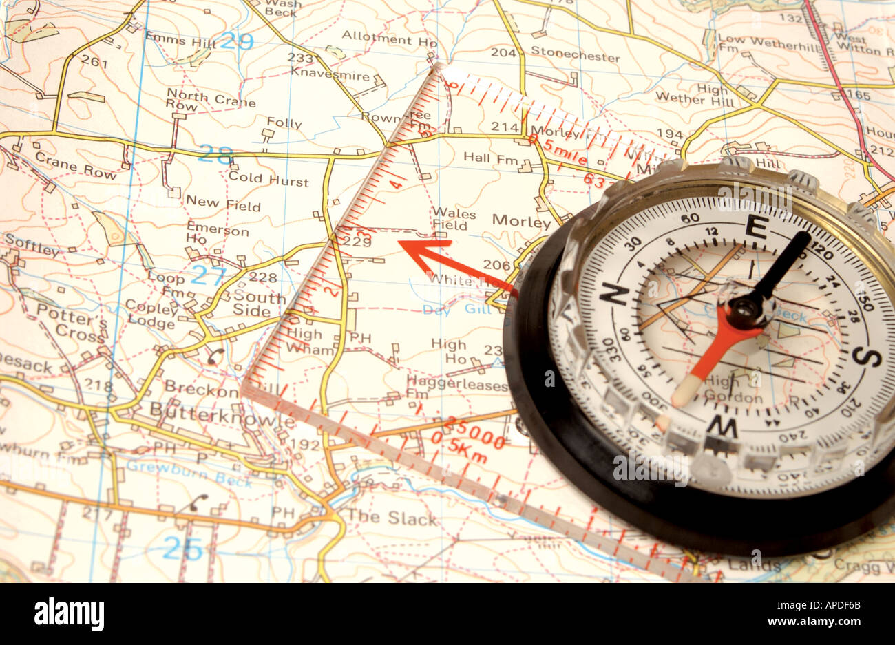 Close up of map and compass Stock Photo - Alamy