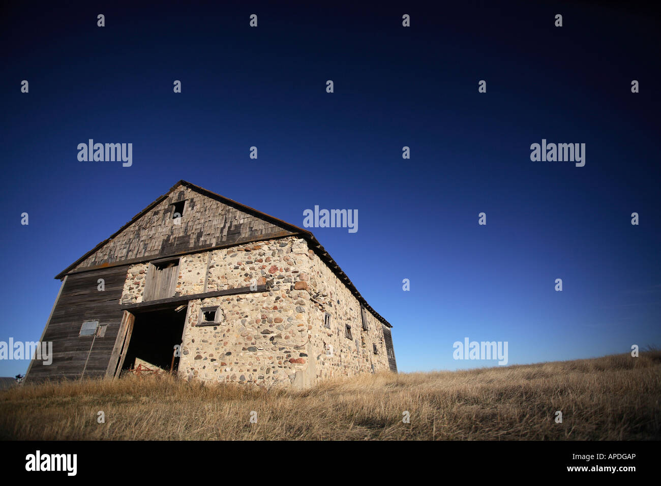 Wide angle view of old barn Stock Photo - Alamy