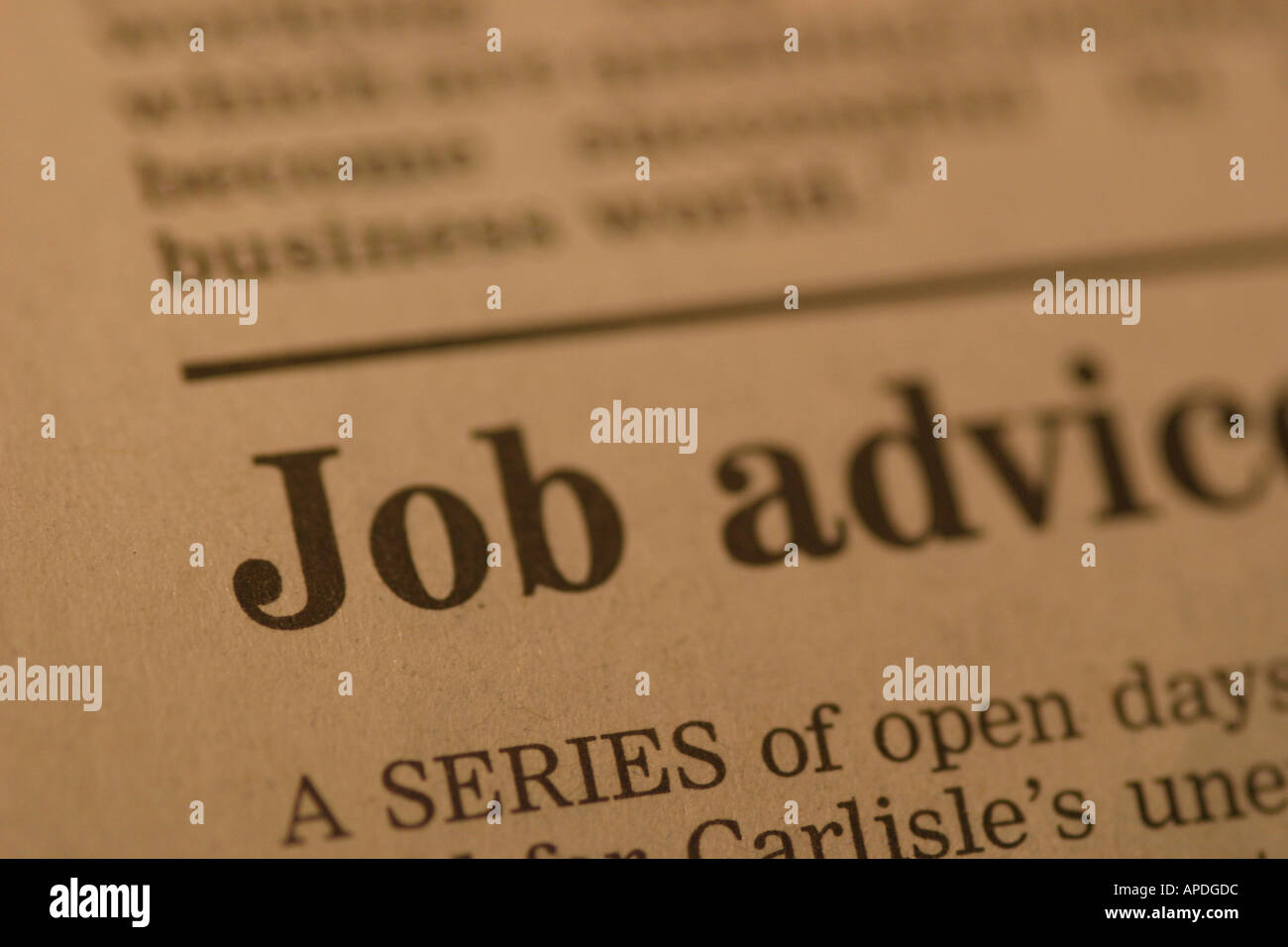 job advice in a newspaper Stock Photo - Alamy