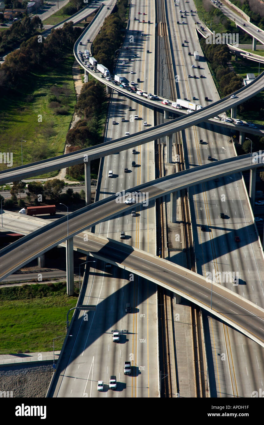 aerial of freeways Los Angeles CA Stock Photo - Alamy