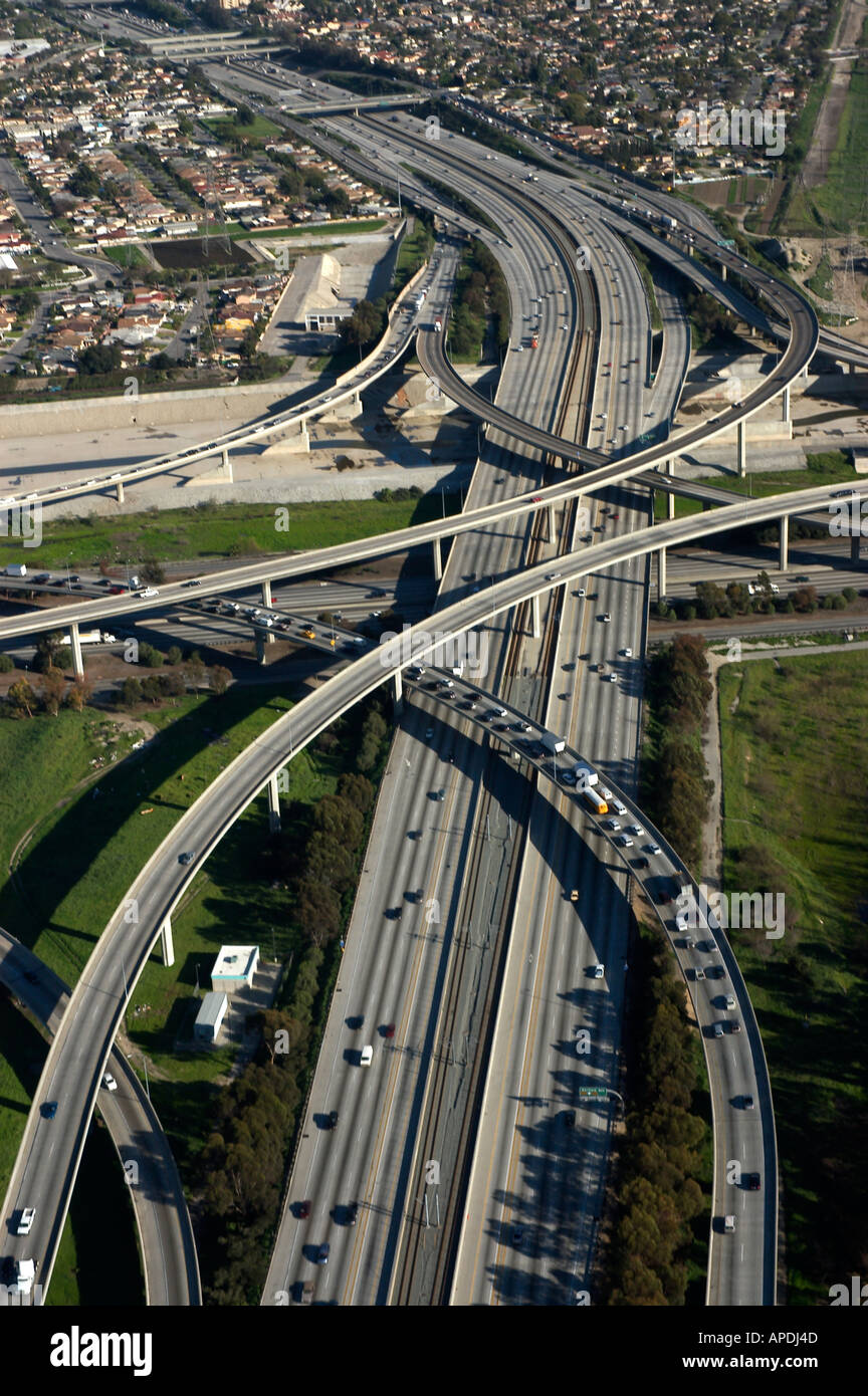 aerial freeways Los Angeles Calif Stock Photo - Alamy