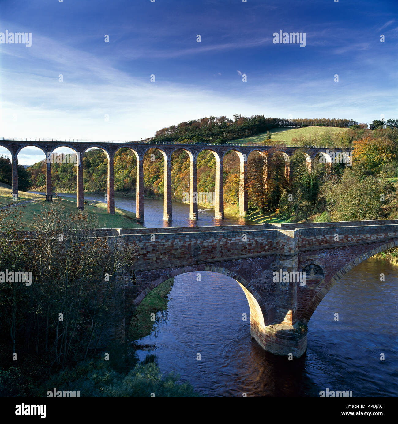 Viaduct and Bridge over the River Tweed near Cold Stream Stock Photo ...
