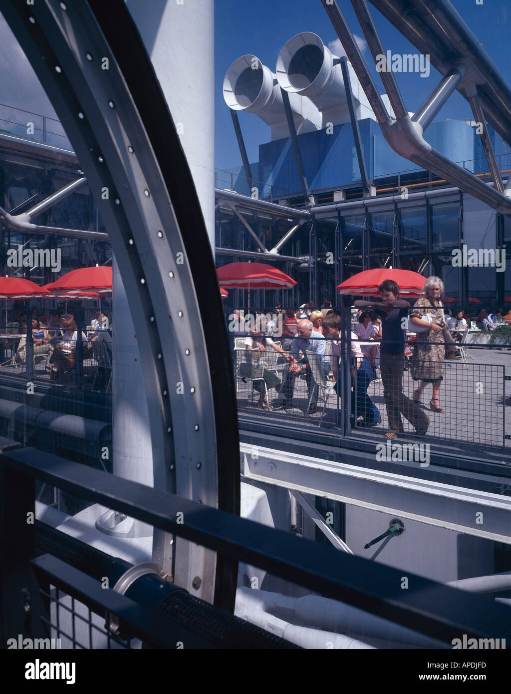 Centre Pompidou, Paris, 1977. Roof terrace from escalator tube ...