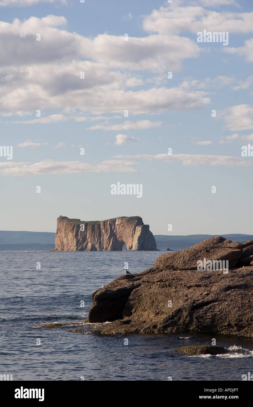 Perce Rock as seen from Bonaventure Island on a summer day Stock Photo ...
