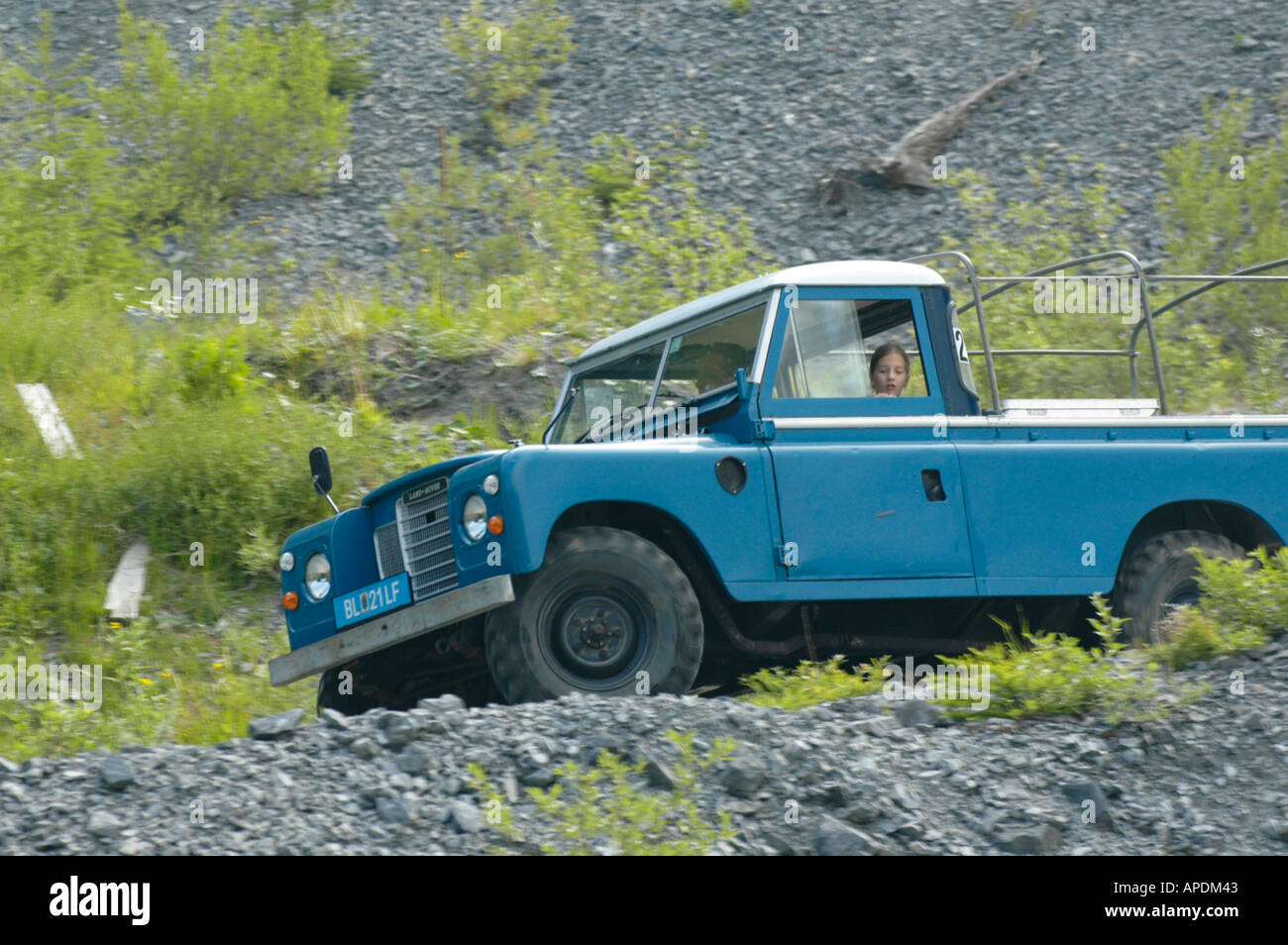 Land Rover Serie 3 109 Truck Cab LWB blue with white roof Stock Photo ...