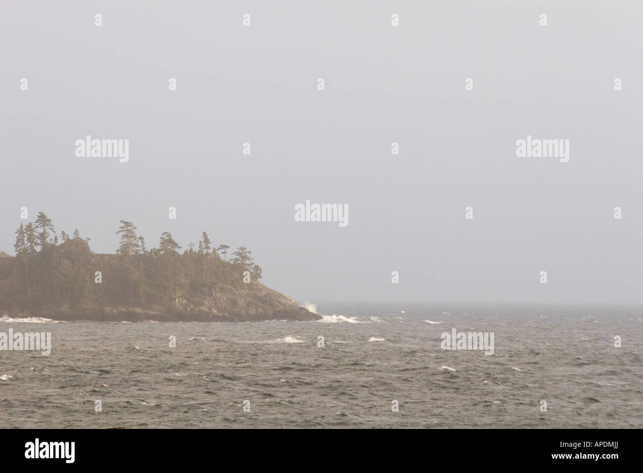 Waves crash into a peninsula on a wavy day Stock Photo - Alamy