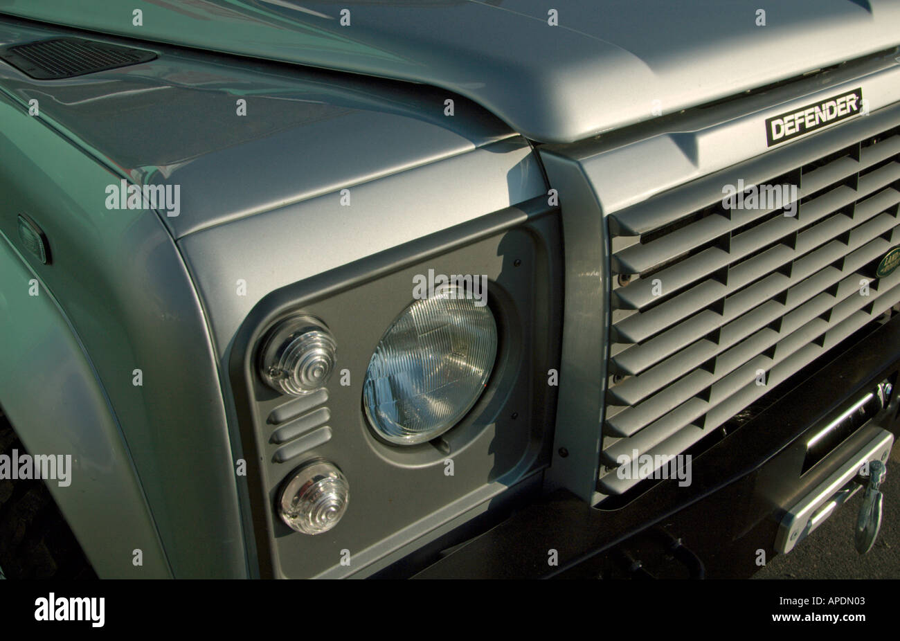 Land Rover Defender 90 silver Stock Photo - Alamy