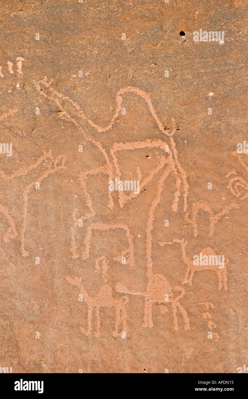 Nabataean inscriptions, Wadi Rum, Hashemite Kingdom of Jordan, Middle ...