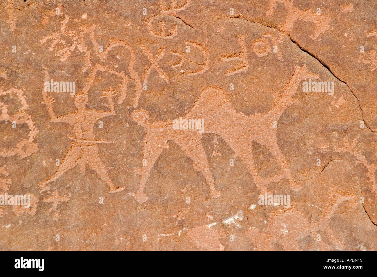 Nabataean inscriptions, Wadi Rum, Hashemite Kingdom of Jordan, Middle ...