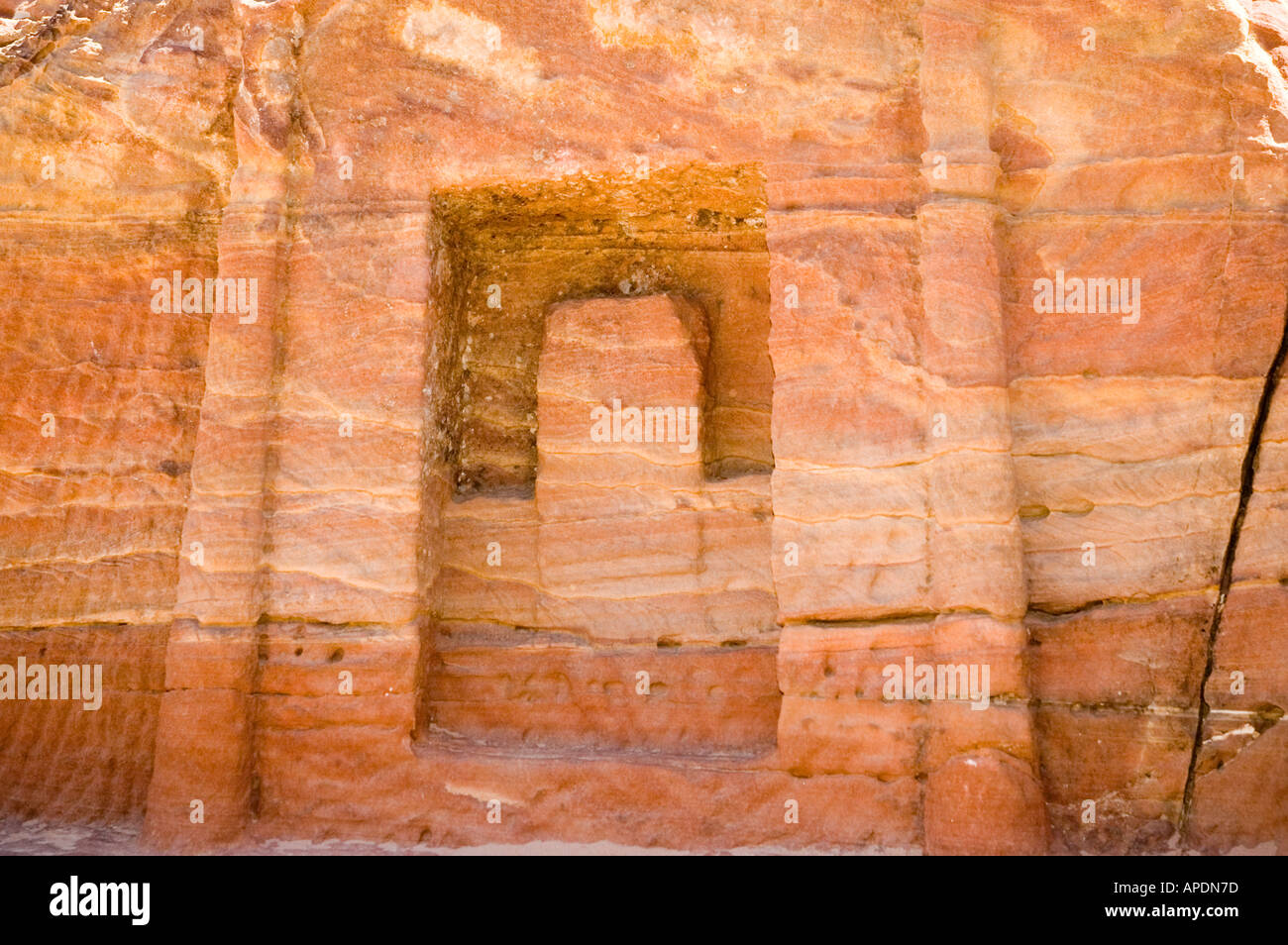 Small niche in colored stone, Petra, Hashemite Kingdom of Jordan ...