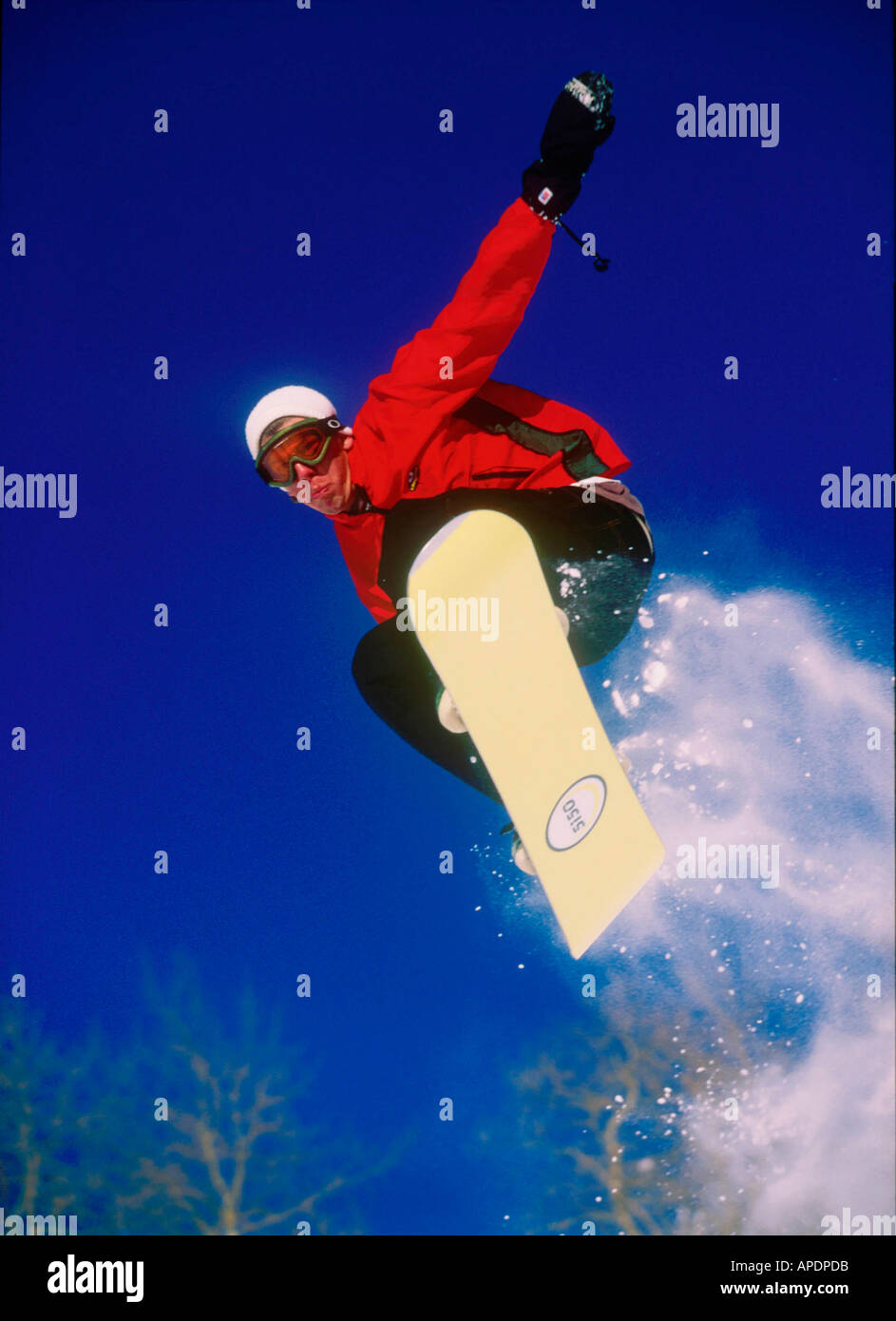 Snowboarding, mid-air stunt action in Vail, Colorado, USA Stock Photo ...