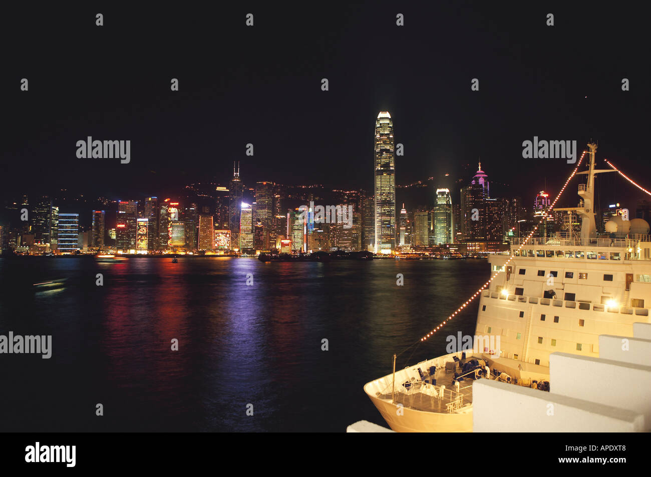 Cruise ship at Ocean Terminal Victoria harbour Tsim Sha Tsui Hong Kong ...