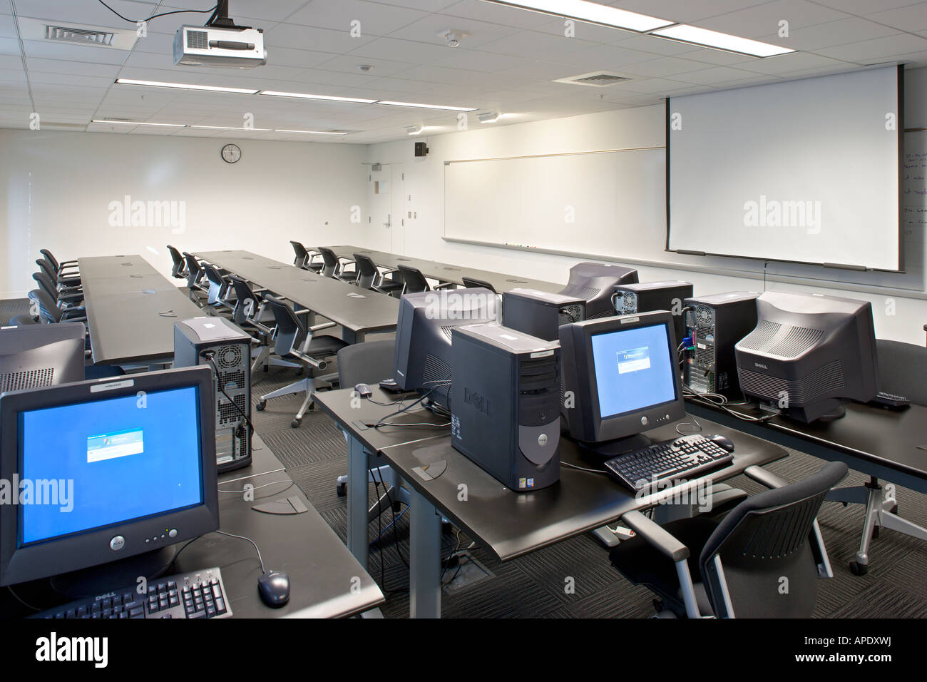 View of an empty computer classroom Stock Photo - Alamy