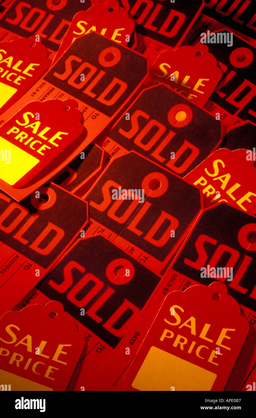 pile of sold tags Stock Photo - Alamy