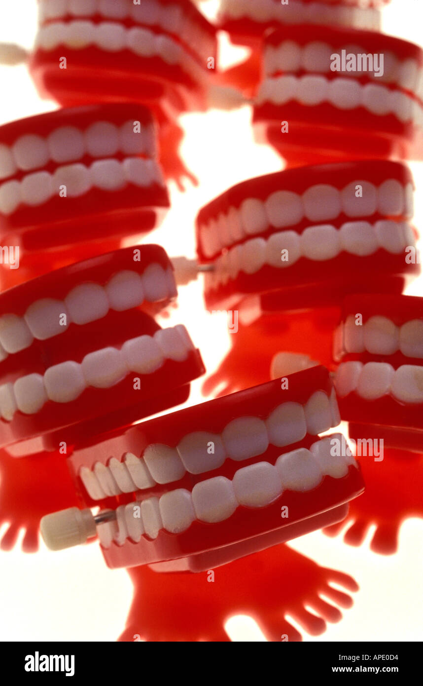 A group of walking chatty teeth Stock Photo - Alamy