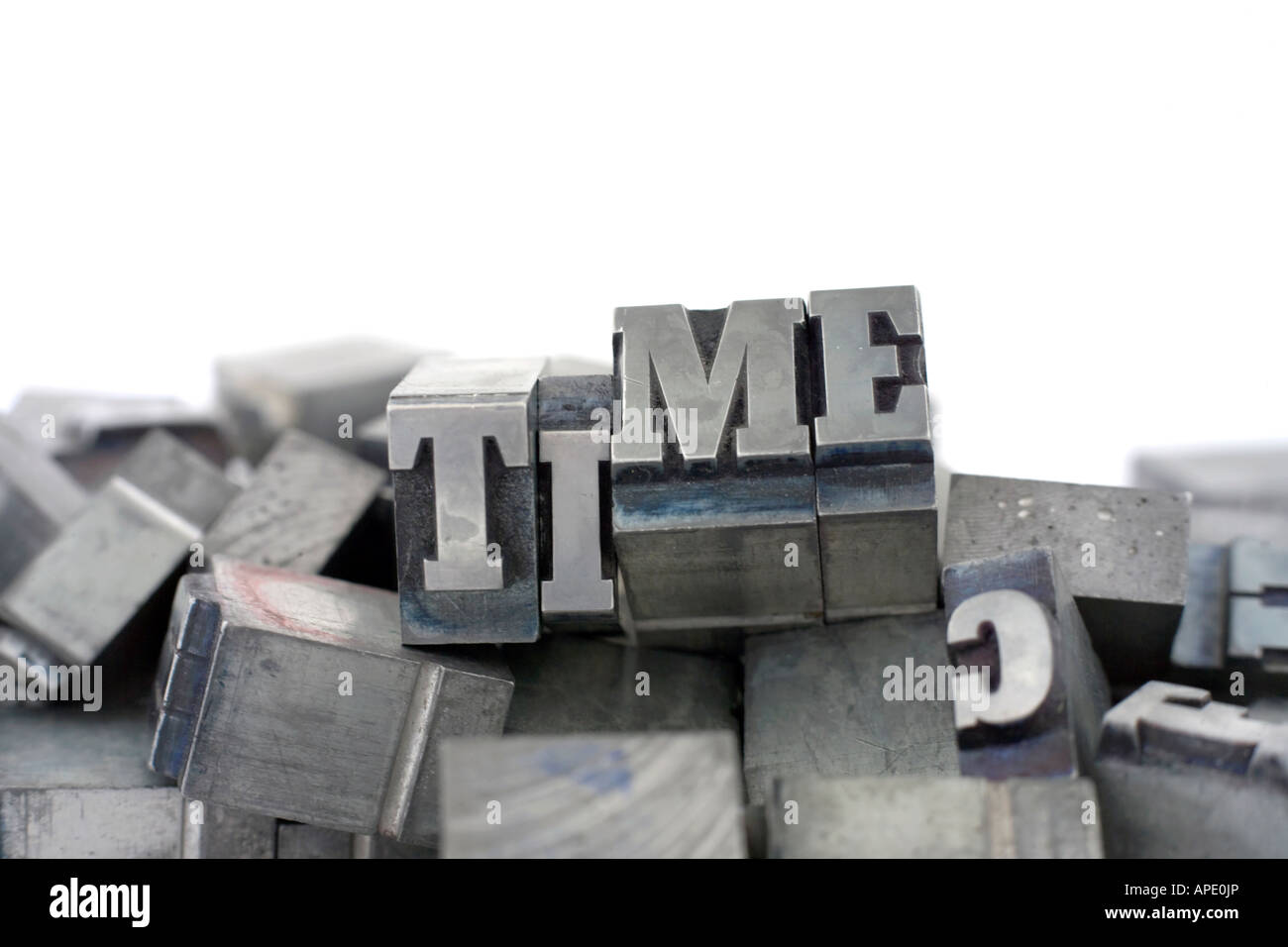 Printers blocks with the word TIME Upper case letters Stock Photo - Alamy