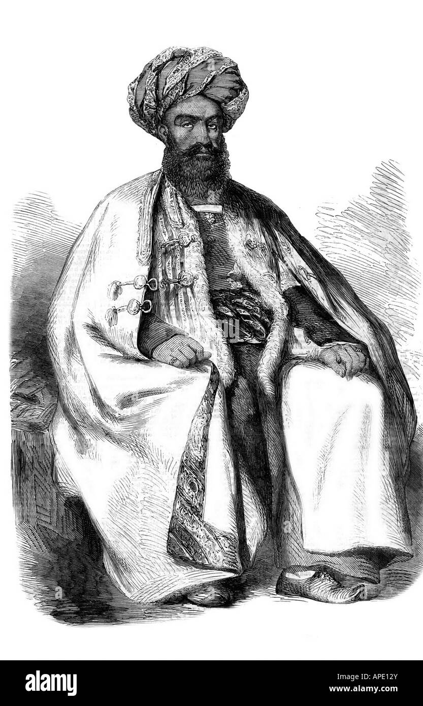 Osman Khan, Afghan politician, grand vezier, full length, wood ...