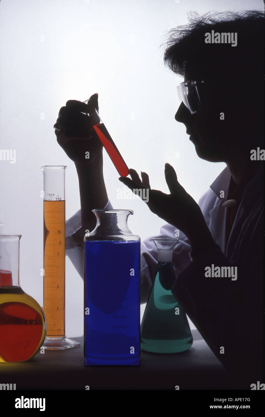 Silhouettes flasks science experiment hi-res stock photography and ...